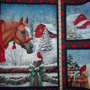 Northcott. Farmstead Friends. Horse Panel 28.5 Inch Red/multi DIGITAL ...