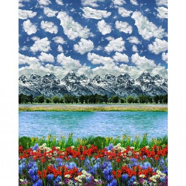 Mountain Scene Mountain Fabric Panel - Etsy