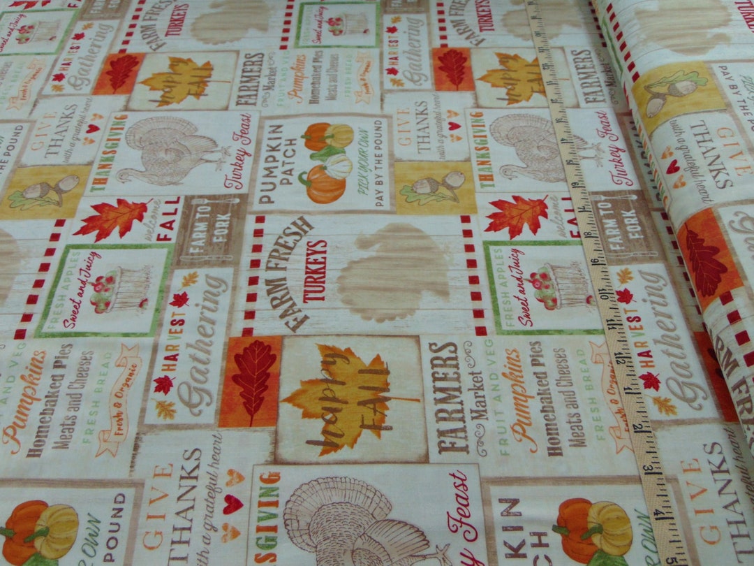 Timeless Treasures. Happy Fall Y'all. Pumpkin Batch Misc Boards Natural ...