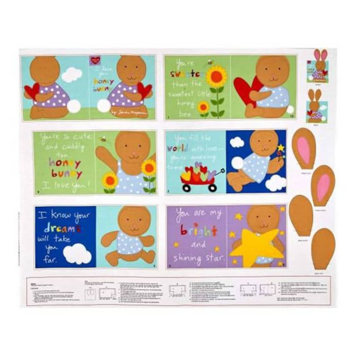 Huggable & Lovable Books. I Love You Honey Bunny Panel Full - Etsy