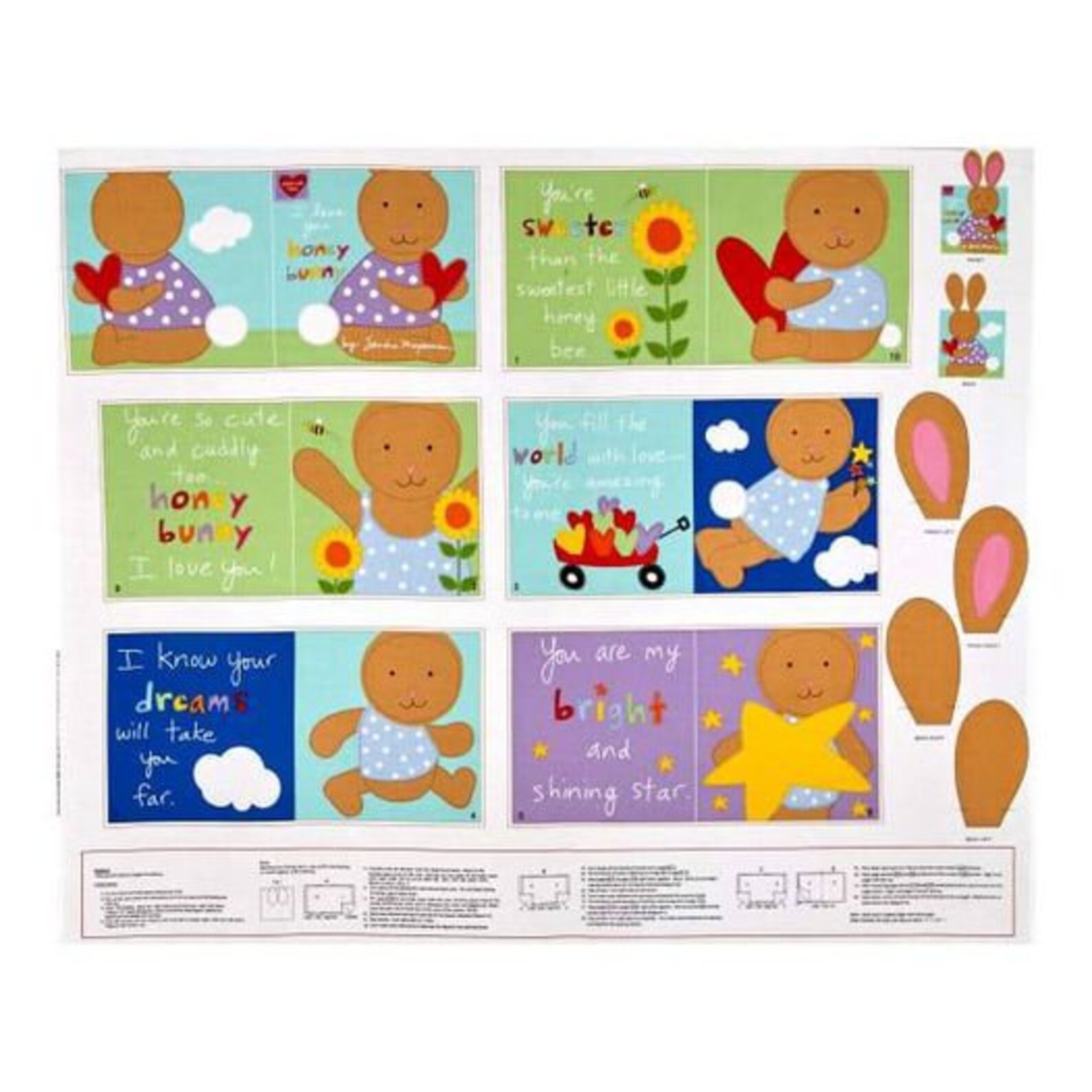 Huggable & Lovable Books. I Love You Honey Bunny Panel Full - Etsy