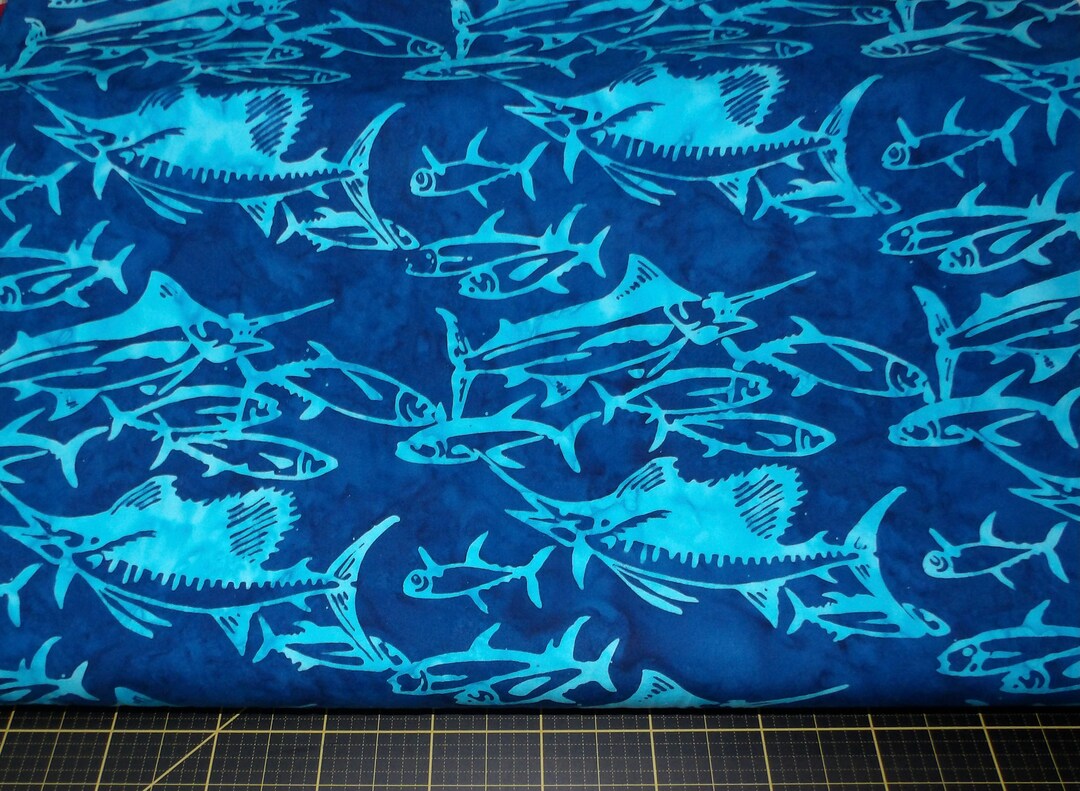Banyan Batiks. Into the Deep. Blue Fish BATIK - Etsy
