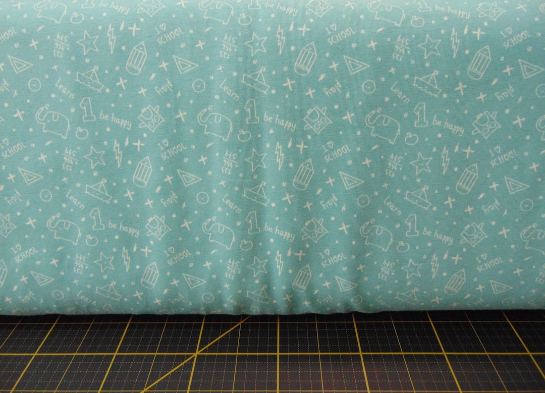 Stof Fabrics. Doodles Aqua KNIT 58/60 Inch - Kids School Knit Fabric - Etsy