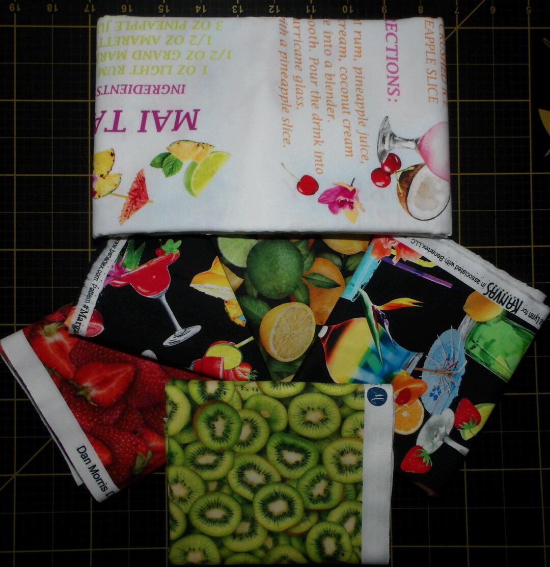 Cocktail Recipes Fat Quarter Bundle - 6 Piece Bartender Recipes FQ Set ...
