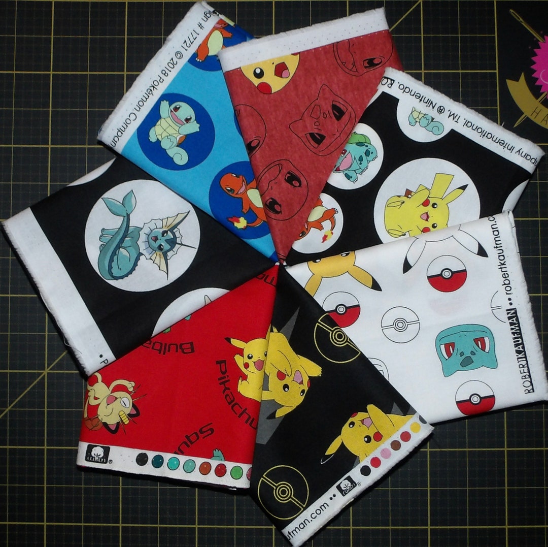 Pokemon primary Fat Quarter Bundle 7 Piece Pokemon FQ Bundle Bulbasaur ...