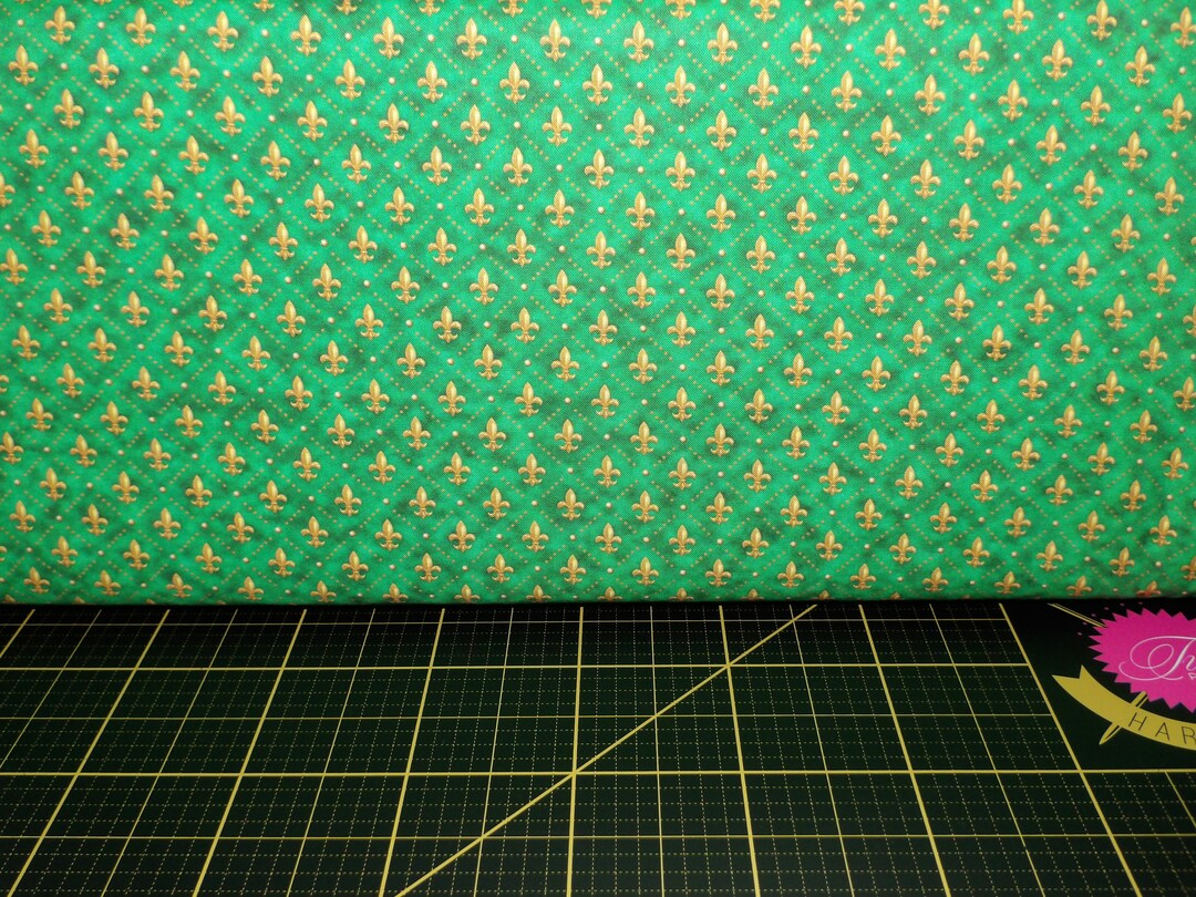 QT Fabrics. Mardi Gras. Fleur Di Lis Green DIGITALLY PRINTED - Etsy