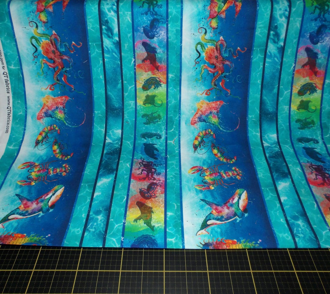 QT Fabrics. the Deep. Sea Creatures Decorative Stripe - Etsy