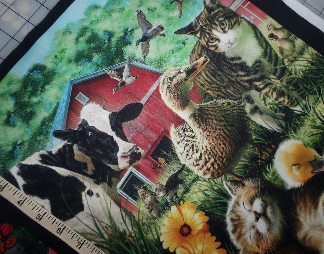 Robert Kaufman. Down on the Farm. Baby Animal Panel 2/3 Yd DIGITALLY ...