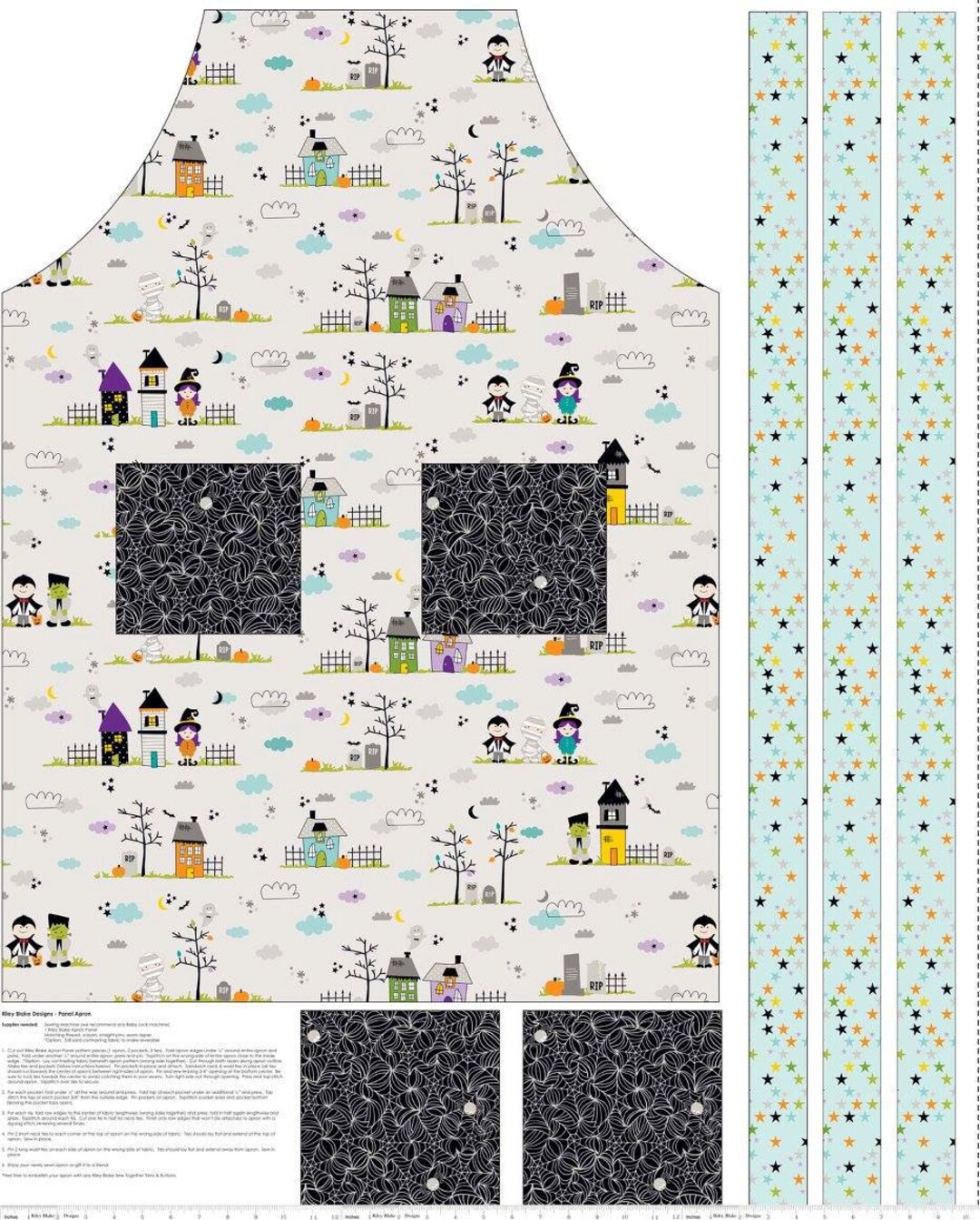Riley Blake. Halloween Magic Apron Panel Grey Full Yard - This Panel ...