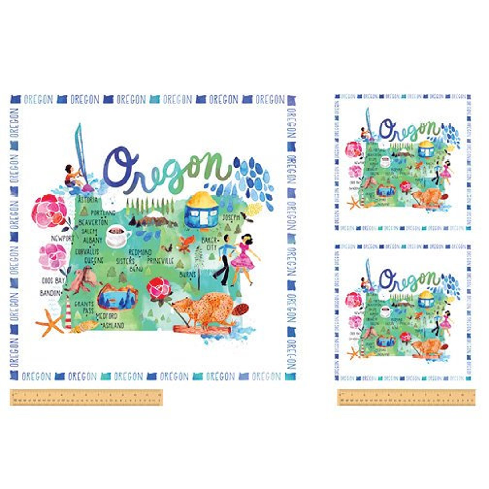 Windham Fabrics. State Cottons. Oregon Panel DIGITALLY PRINTED 2/3 Yd ...