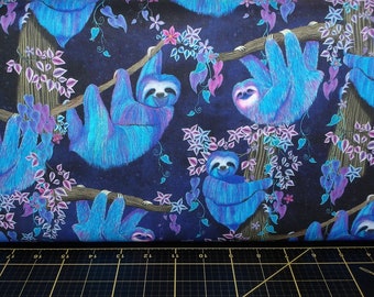 Purple Moonlit Glow Sloths Cd1489-purple From Timeless Treasures ...