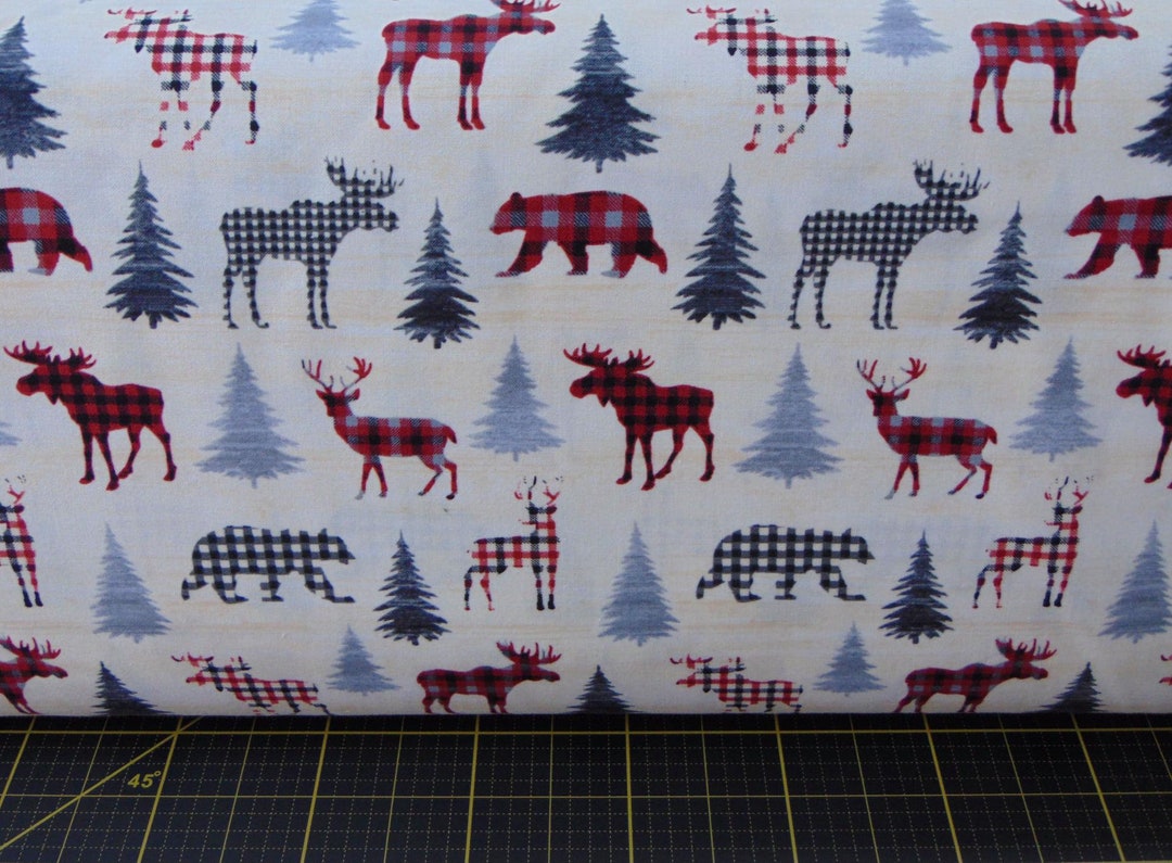Benartex. Rustic Journey. Plaid Woodland Animals Cream. - Etsy