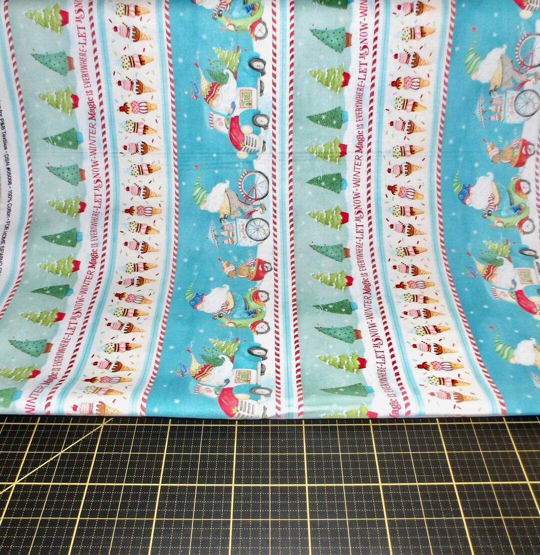 P&B Textiles. Wheeling Winter Wonderland. Border Stripe Multi - Etsy