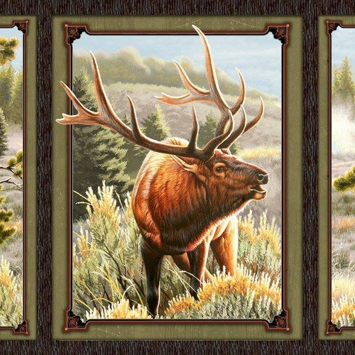 QT Fabrics. Mountain Elk Picture Panel 2/3 Yd - Etsy