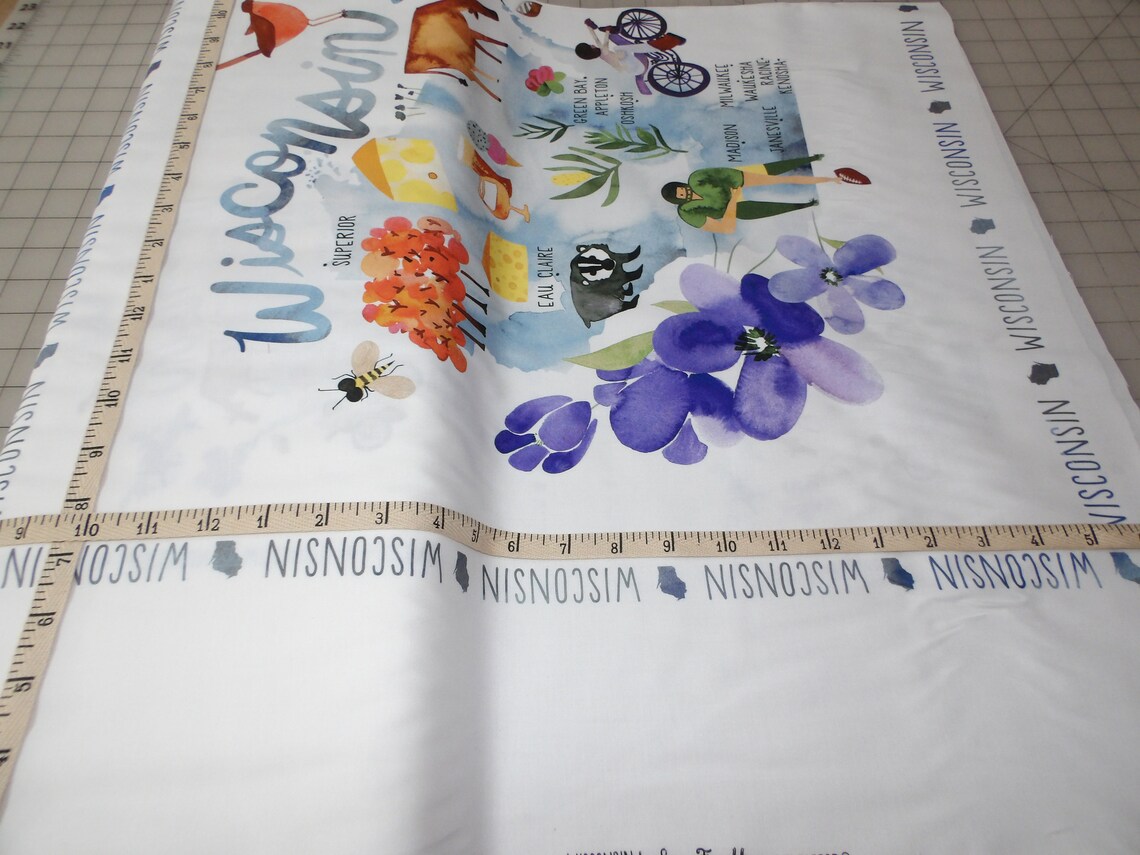 Windham Fabrics. State Cottons. Wisconsin Panel DIGITALLY PRINTED 2/3 ...