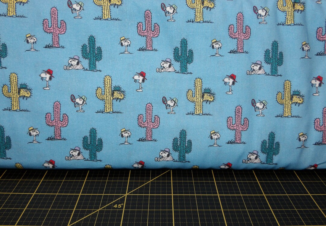 Springs Creative. Peanuts Everyday. Snoopy and Cacti Light Blue - Etsy