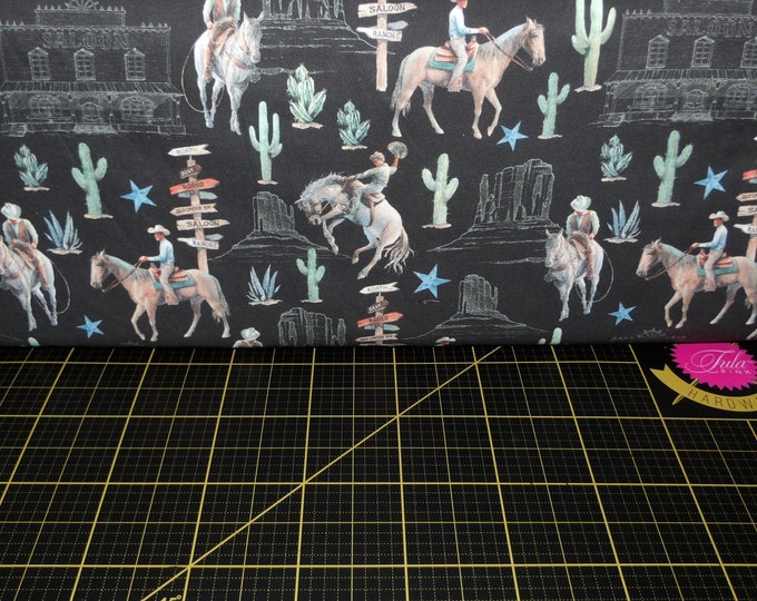 Cowboys Fabric Cowboy Sand by Elvelyckan Gray Cowboy Western Southwest ...