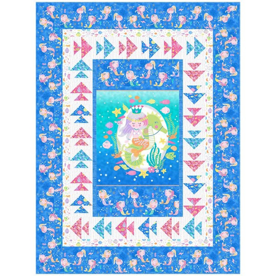 Mermaid Wishes. Mermaids and Fishes Pattern - Kids Quilt Pattern ...
