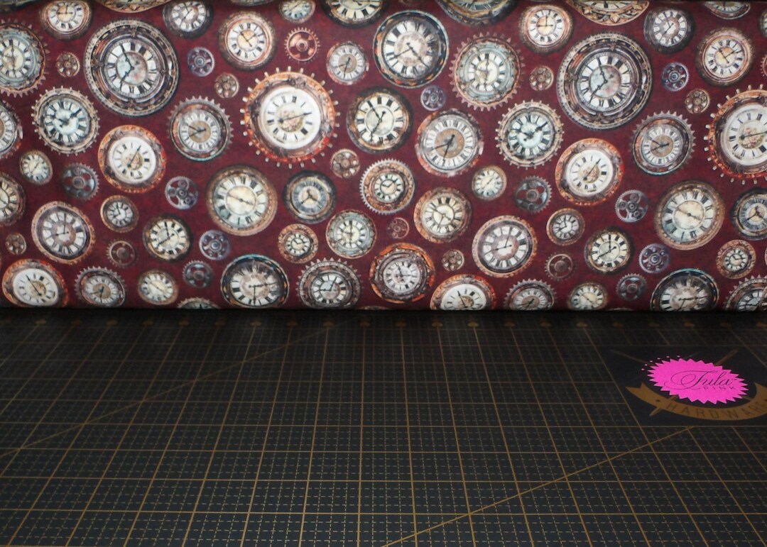 QT Fabrics. Like Clockwork. Clocks Brick - Etsy