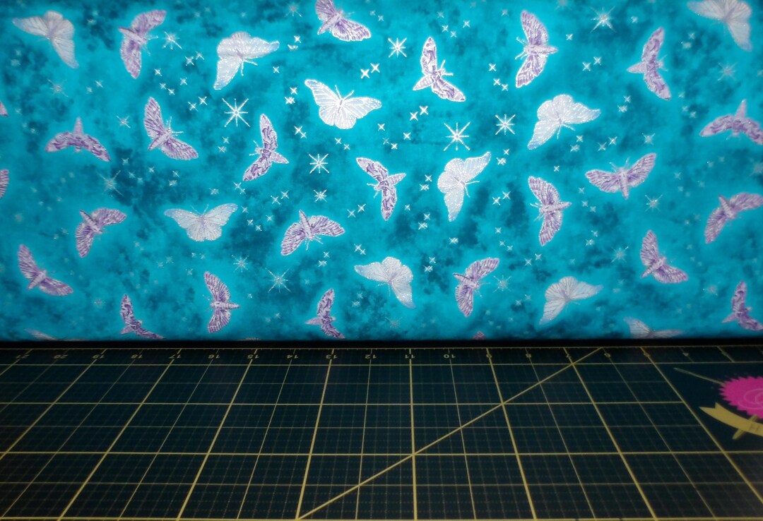 Robert Kaufman. Mystic Moon. Moths Silver Shimmer - Etsy