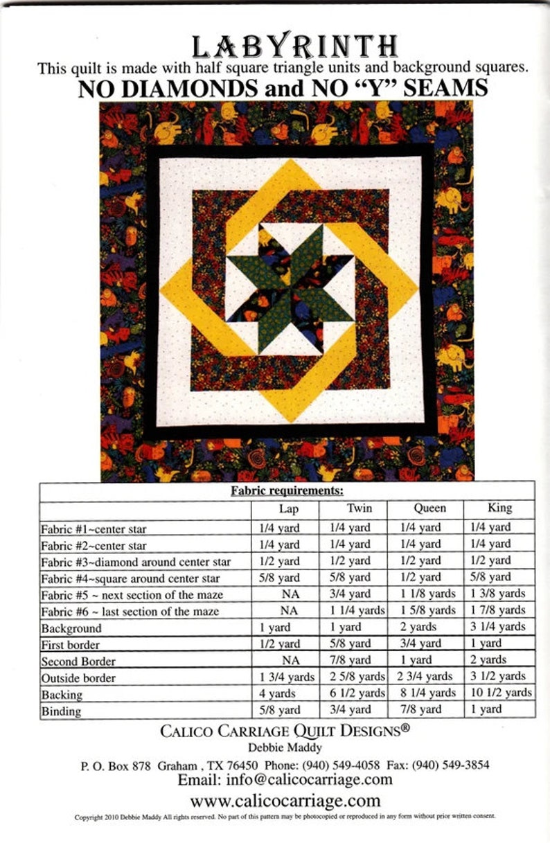 Labyrinth Quilt Pattern Calico Carriage Quilt Designs No - Etsy