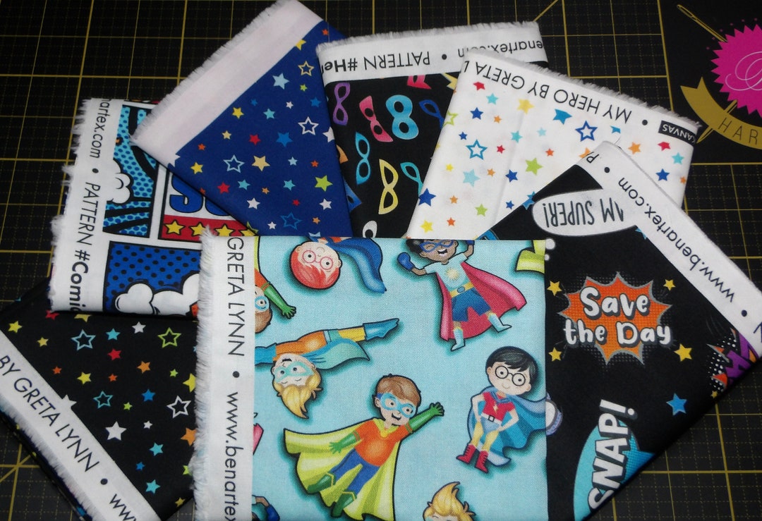 My Hero Boys Fat Quarter Bundle - 7 Piece Boys Superhero FQ Bundle ...