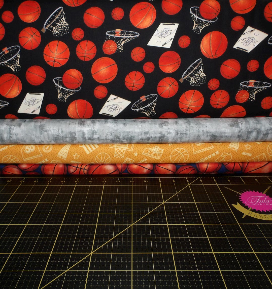 Slam Dunk Fat Quarter Bundle - 4 Piece Basketball Themed FQ Bundle ...