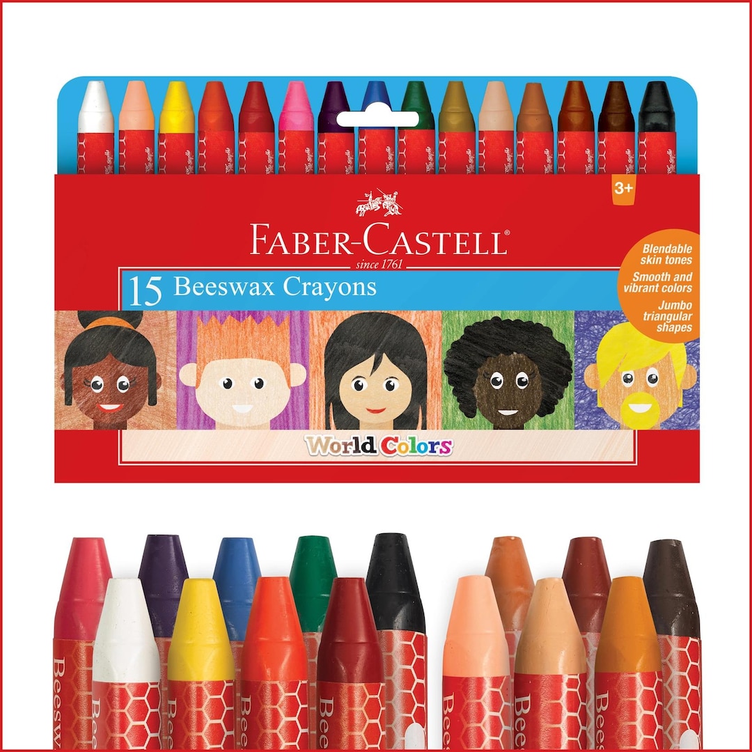 Faber Castelle World Colors - 15 Beeswax Crayons - Perfect for Children ...