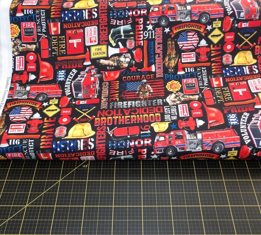 Timeless Treasures. Fire Department. Firefighter Equipment and Text ...