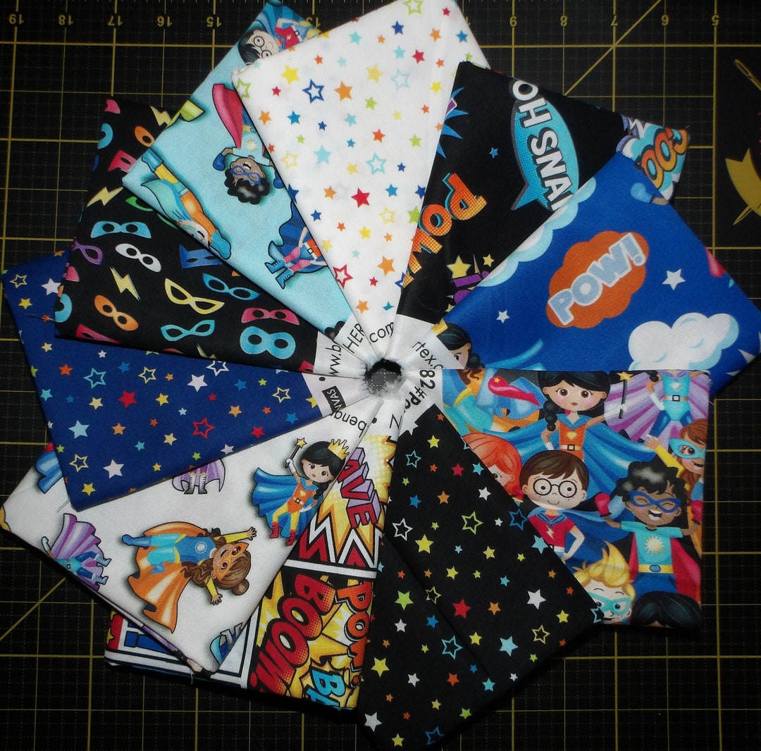My Hero All Kids Fat Quarter Bundle - 10 Piece Kids Superhero FQ Bundle ...