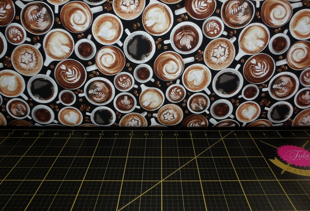 Timeless Treasures. Coffee. Coffee Cups Black - Etsy