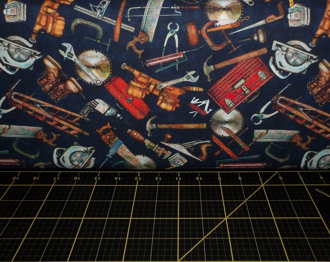 Masculine Fabric Large Tool Shed Black White Power Tools Construction ...