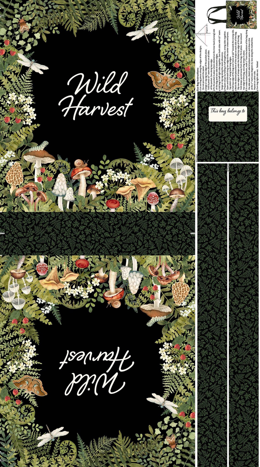 Northcott. Wild Harvest. Canvas Tote Bag Panel 2/3 Yd - Cottage Core ...