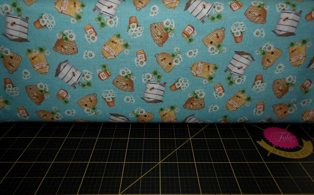 Michael Miller. Bee Culture. Honey Bee Hives Blue DIGITALLY PRINTED - Etsy