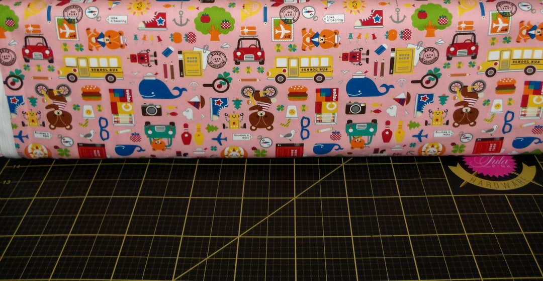 Cosmo Fun Things Pink - Small Boats, Suns, Whales, Teddies, Books and ...