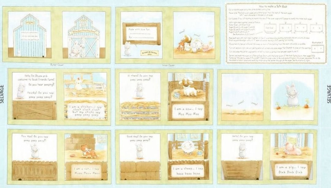 Timeless Treasures. Cotton Tale Farm Book Panel 2/3 Yd - Etsy