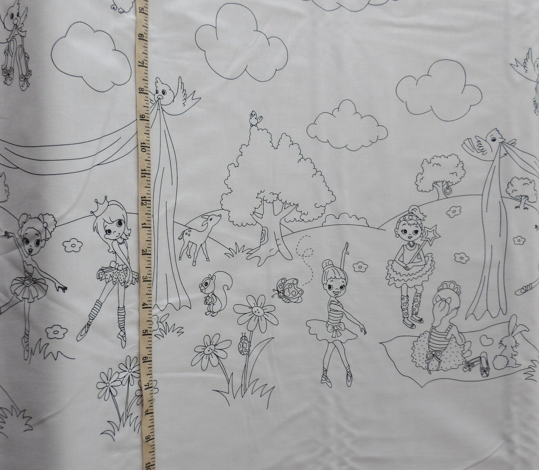 Michael Miller. Color Me. Ballerina Border - Children's Coloring Fabric ...