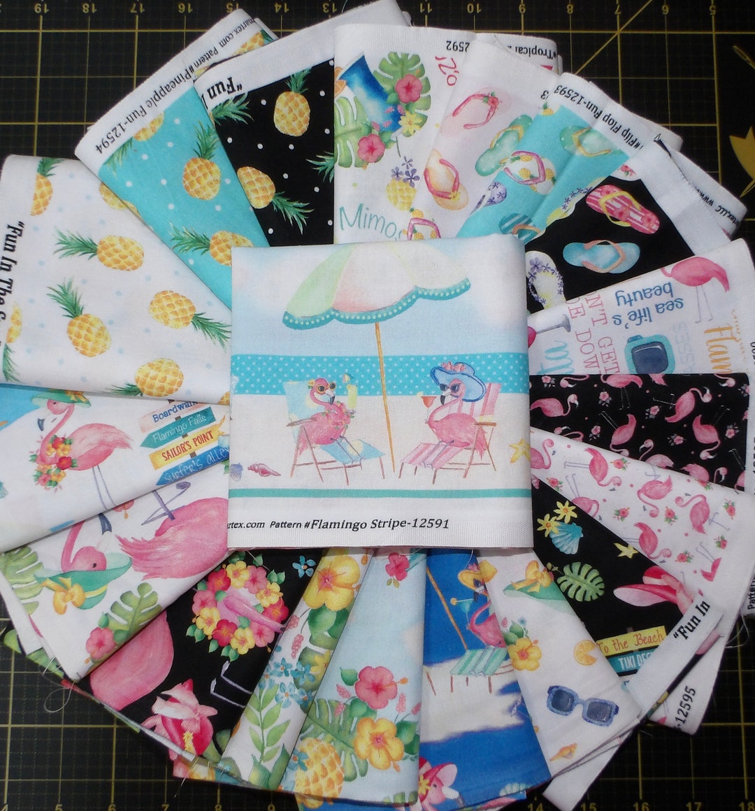 Fun in the Sun Remix Fat Quarter Bundle - 19 Piece Andi Metz Flamingo ...