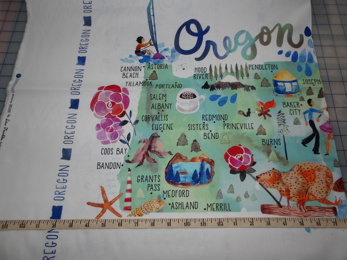 Windham Fabrics. State Cottons. Oregon Panel DIGITALLY PRINTED 2/3 Yd ...