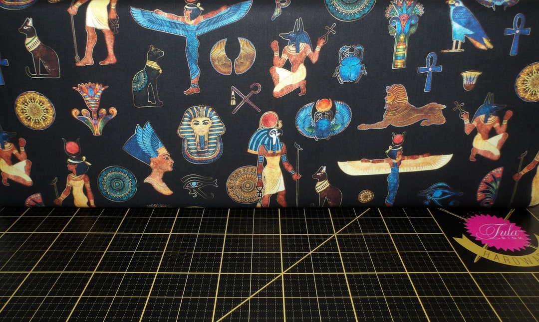 QT Fabrics. Pharaoh. Egyptian Allover Black Ancient Egyptian Quilting ...