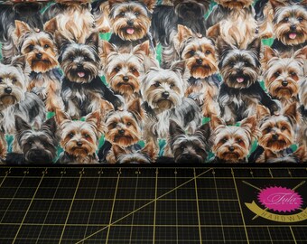 Pink Yorkie Fabric Yorkshire Terrier Coffee Cute Dogs by Petfriendly ...