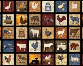 QT Fabrics. Bountiful. Farm Animal Large Patches 2/3 Yd | Etsy