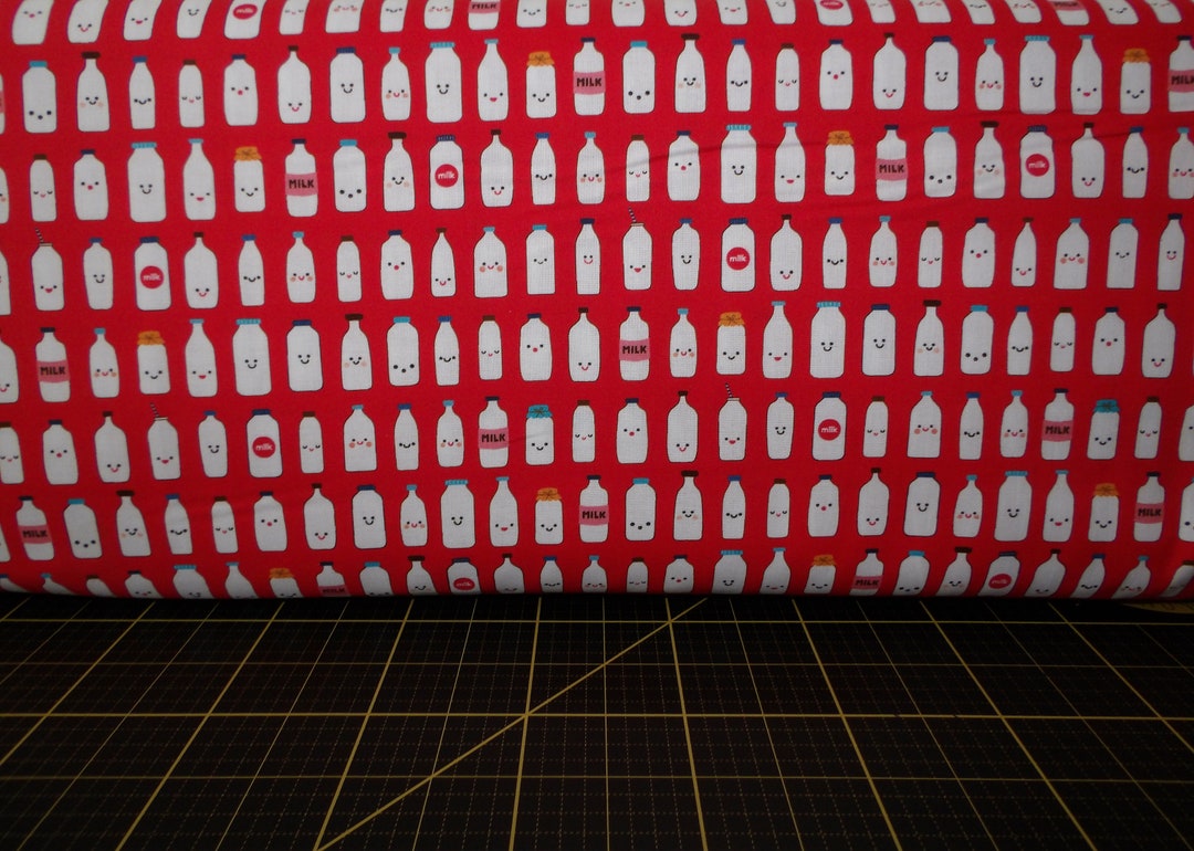 Robert Kaufman. Farm to Table. Milk Bottles Red - Designed by Ann Kelle ...