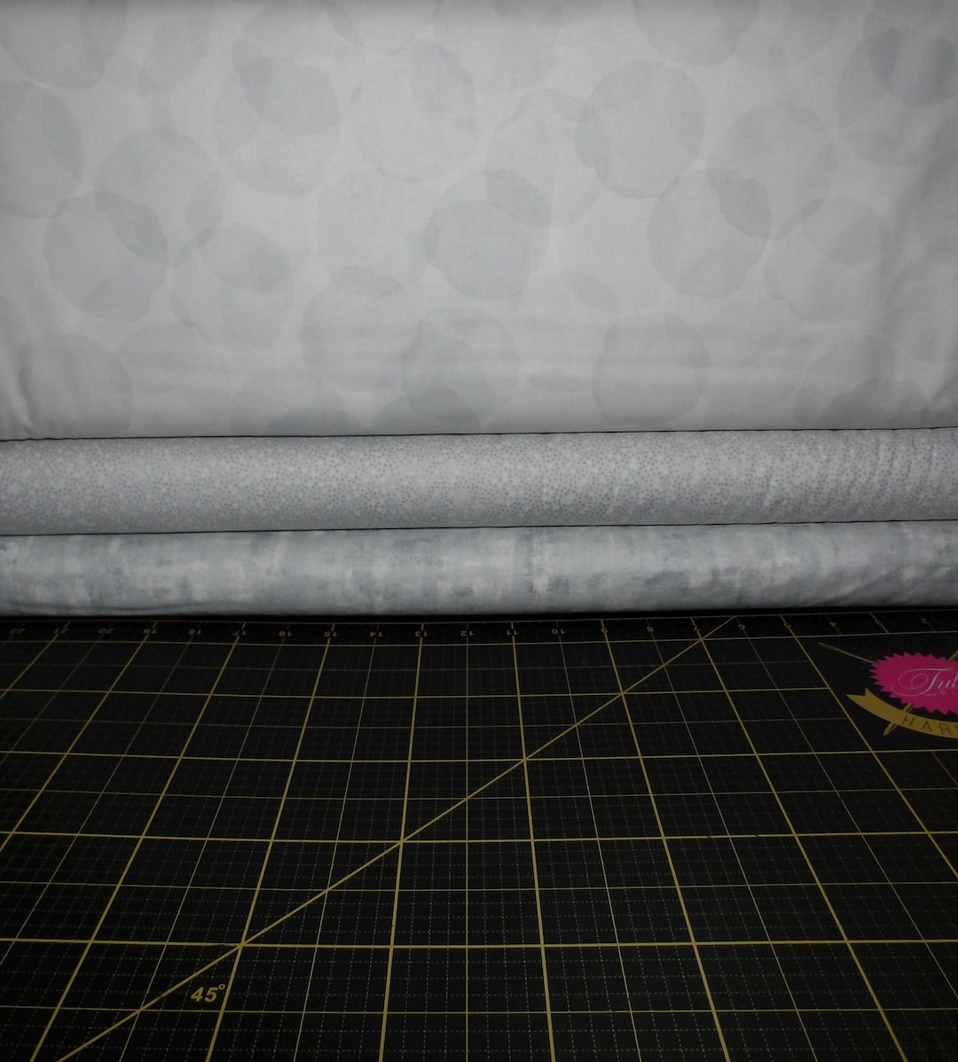 Light Grey Tonal Trios 3 Yard Quilt Kit- 1 Yard Each of Three Grey ...