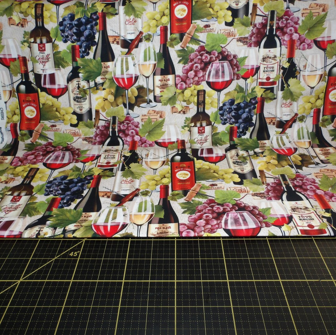 Michael Miller. Viva Vino. Cheers Cream - Etsy