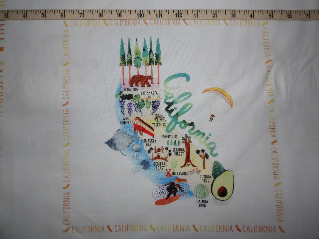 Windham Fabrics. State Cottons. California Panel DIGITALLY PRINTED 2/3 ...