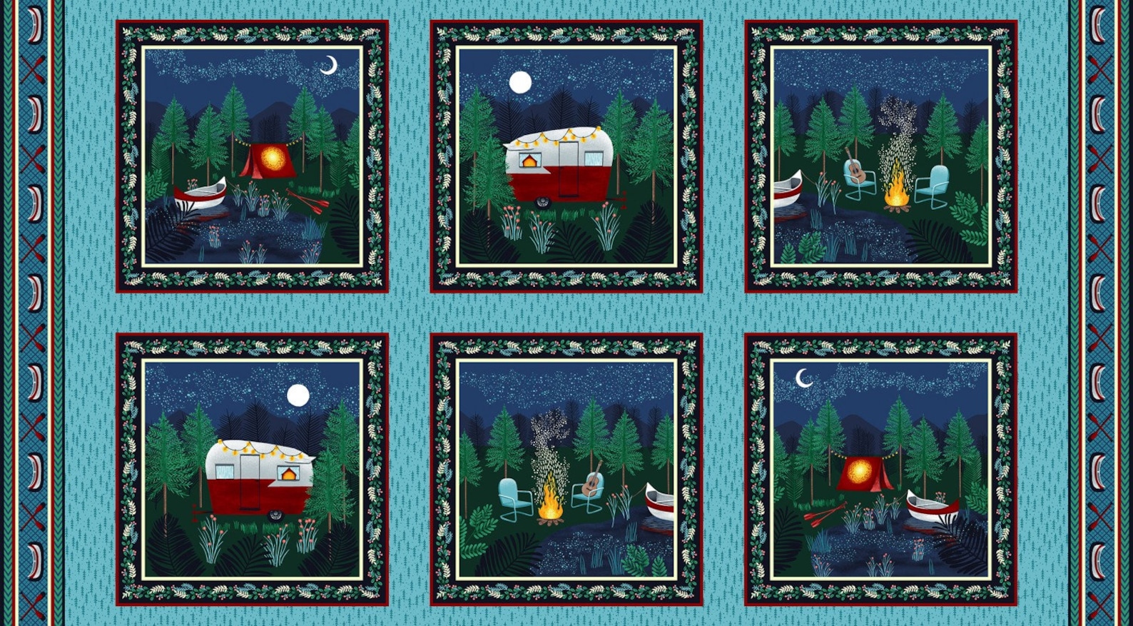 Studio E. Beneath the Stars. 10.5 Inch Camping Blocks Panel 2/3 Yd ...