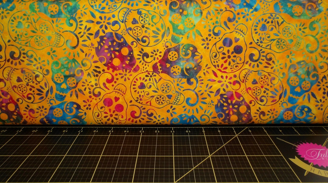 Robert Kaufman. Artisan Batik Celebration. Sugar Skulls Fiesta BATIK - Etsy