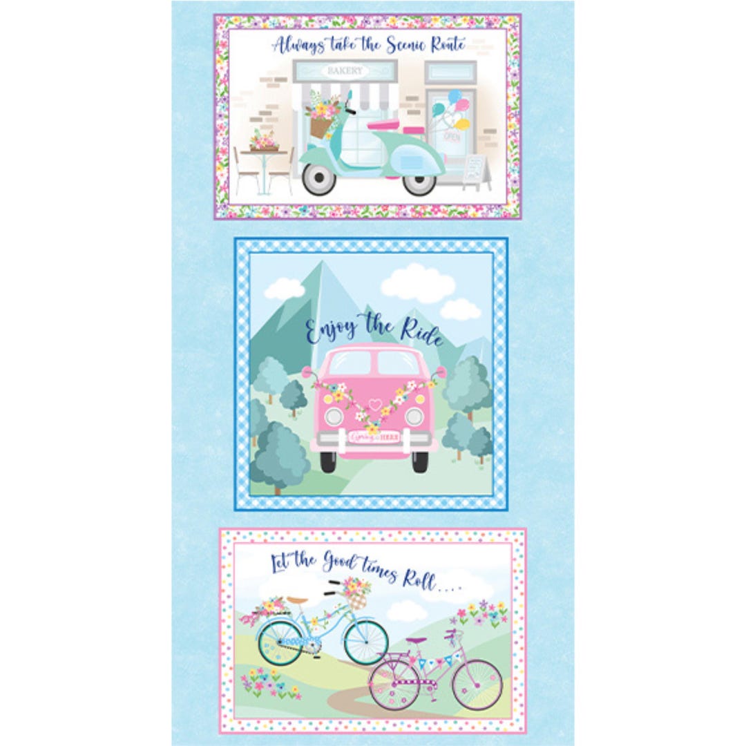 Kanvas. Enjoy the Ride Panel Blue 2/3 Yd - Etsy