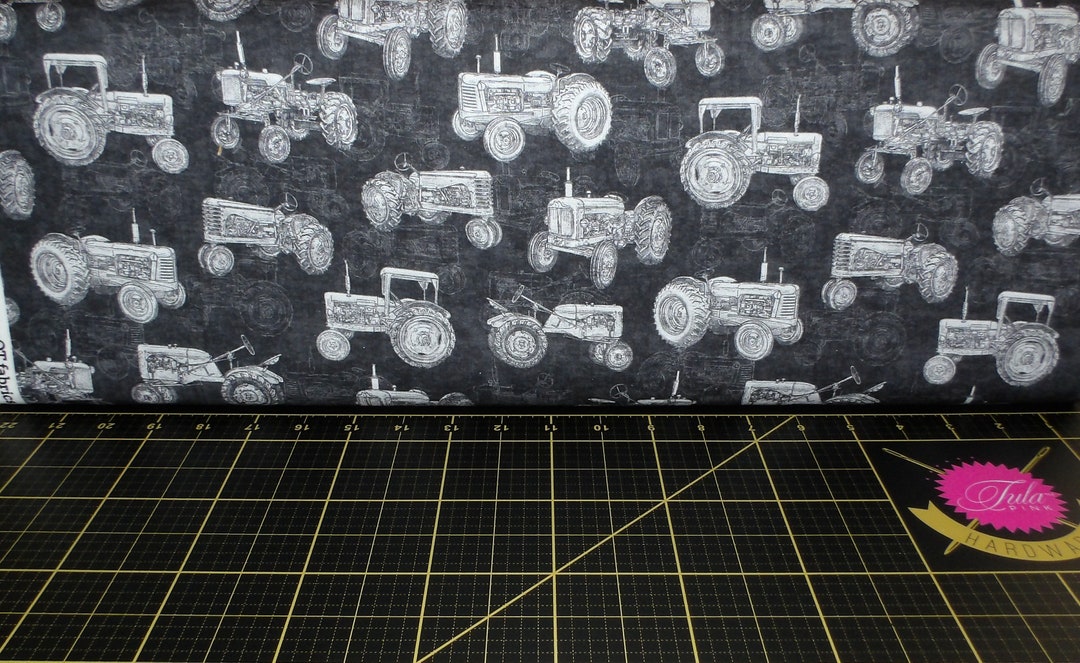QT Fabrics. Country Farm. Tractors Charcoal Neutral, Low Volume Farm ...